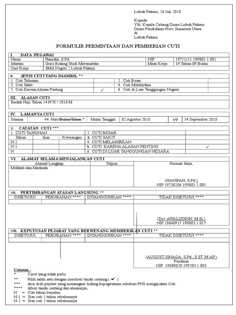 Formulir Cuti PNS | PDF