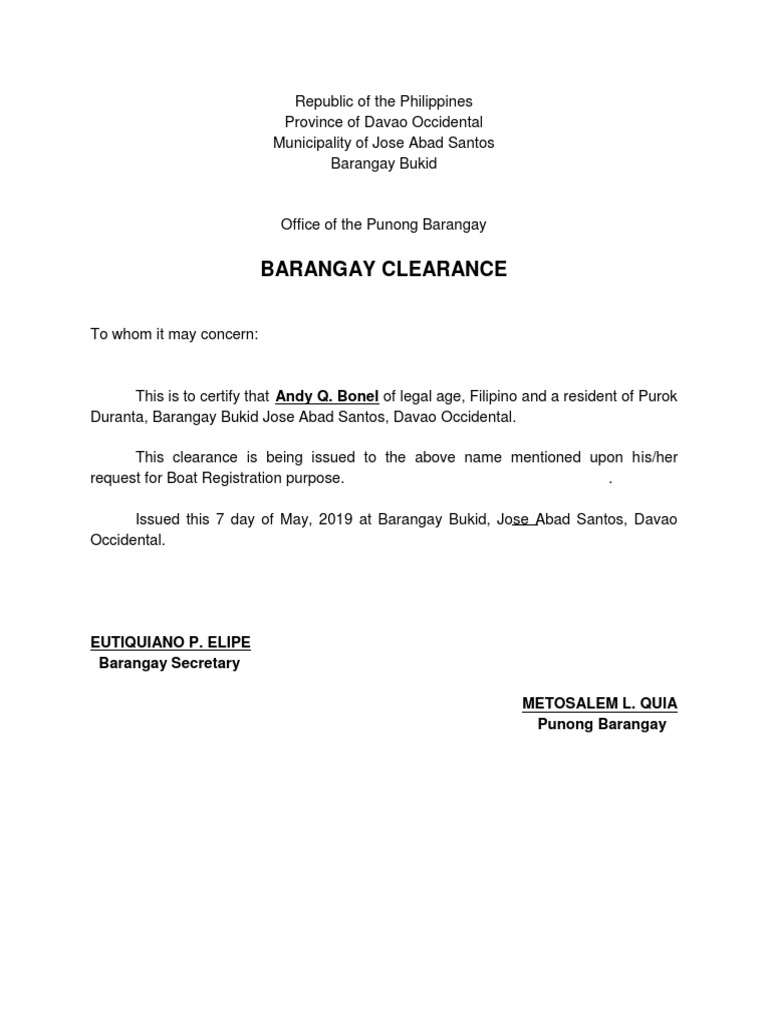 Brgy Clearance | PDF | Sports & Recreation | Lifestyle