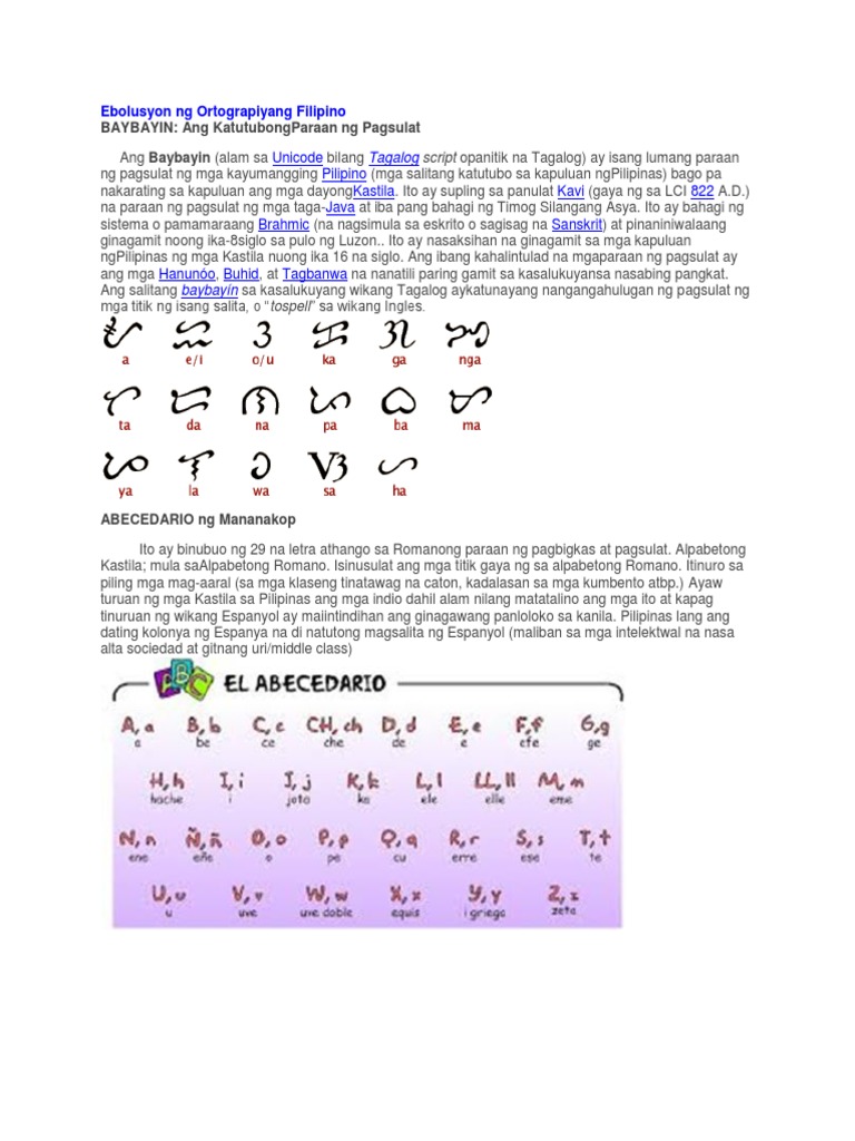 Ebolusyon NG Ortograpiyang Filipino | PDF