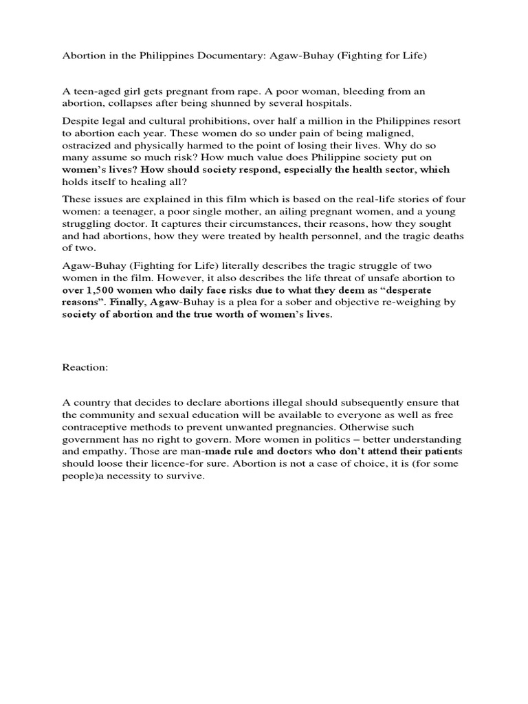 Abortion in The Philippines Documentary | PDF | Social Science ...