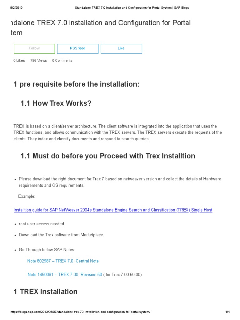 Standalone TREX 7.0 Installation and Configuration For Portal System | PDF | Proxy Server ...