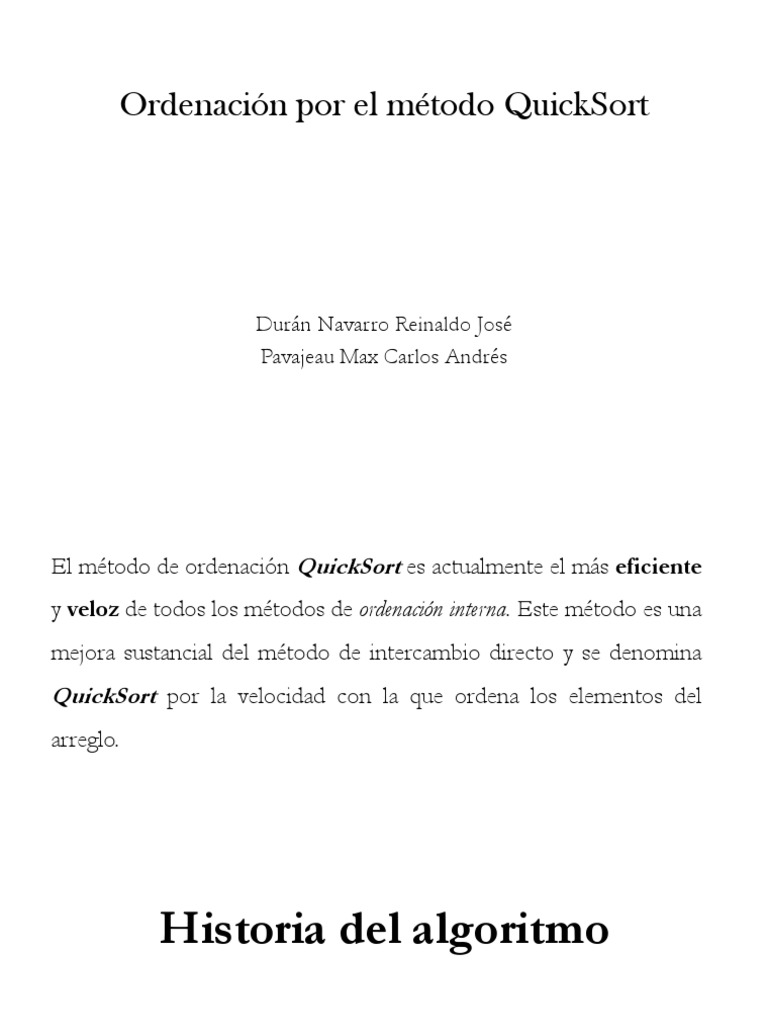 Algoritmo Quick Sort. | PDF | Lógica matemática | Matemáticas discretas