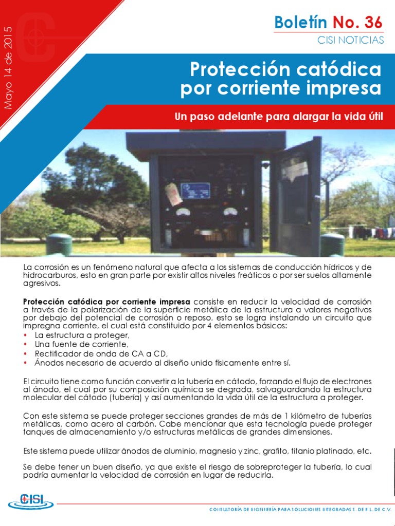 Proteccion Catodica Corriente Impresa | PDF | Corrosión | Corriente eléctrica