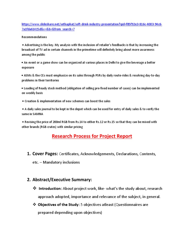 Research Process For Project Report: 1. Cover Pages | PDF | Sampling ...