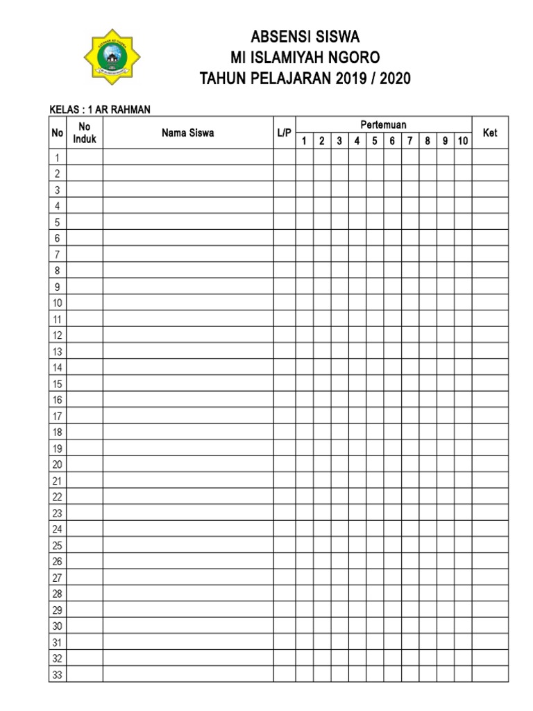 Absensi 2019 - 2020 Kelas 1 - 6 | Download Free PDF | Semitic Words And Phrases | Monotheistic ...