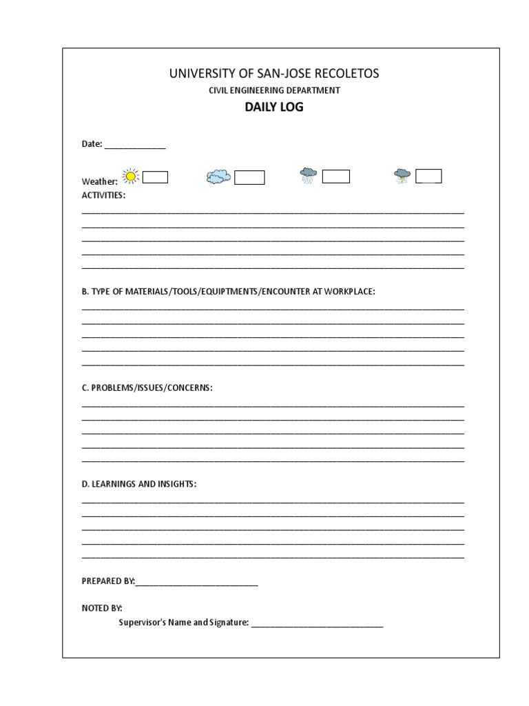 University of San-Jose Recoletos: Daily Log | PDF