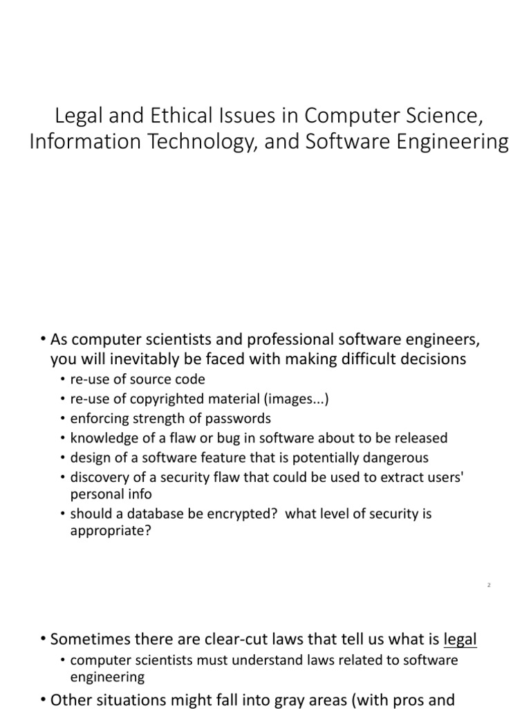 Legal and Ethical Issues in Computer Science, Information Technology ...