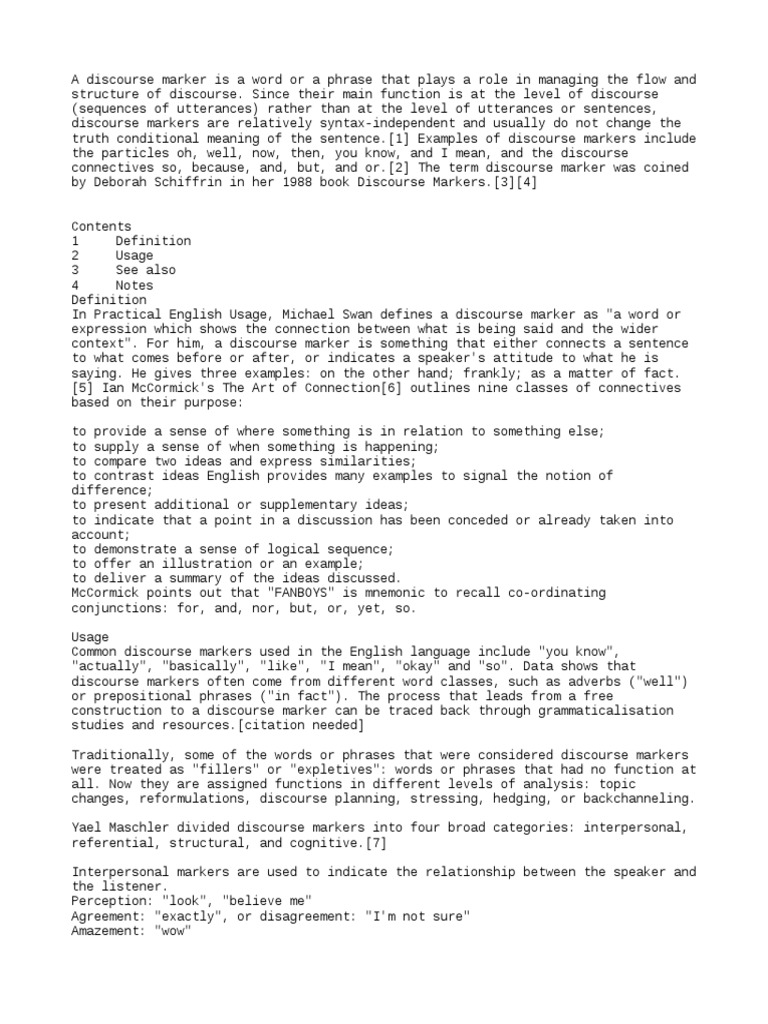 Discourse Markers | PDF | Semiotics | Cognitive Science