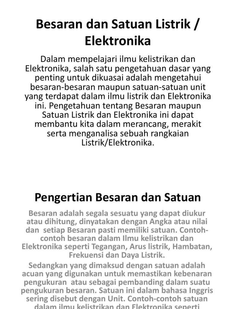 Besaran Dan Satuan Listrik | PDF