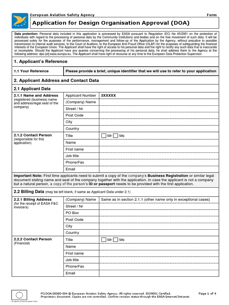 FO - Doa - .00080 - Application For Design Organisation Approval (DOA ...