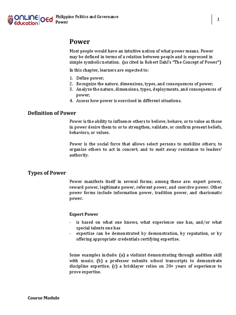 Definition of Power | PDF | Power (Social And Political)