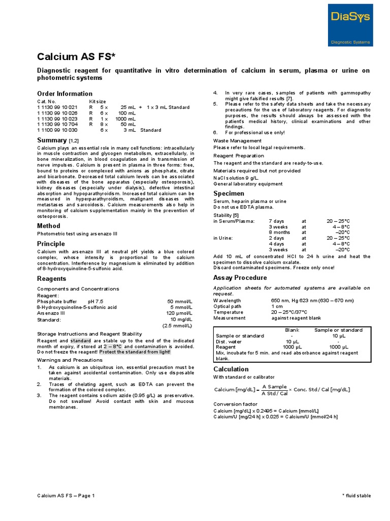 Kit Insert Calcium | PDF | Magnesium | Vitamin C