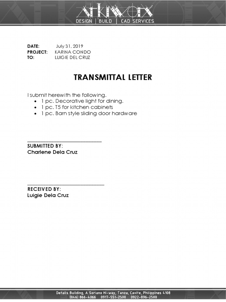 Transmittal Letter | PDF