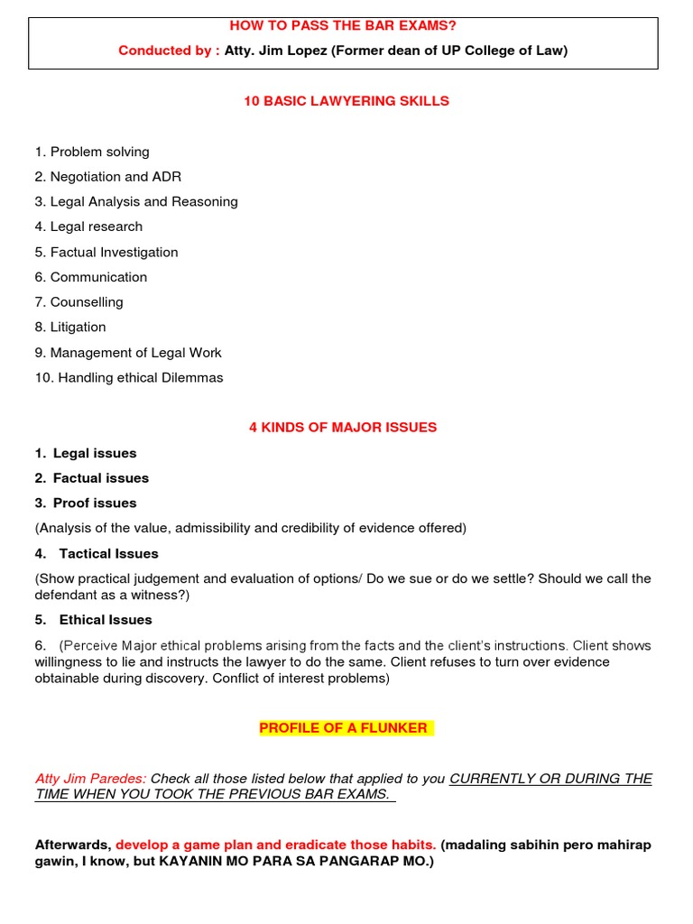 Jim Lopez's Bar Exam Success Guide | PDF | Test (Assessment) | Question
