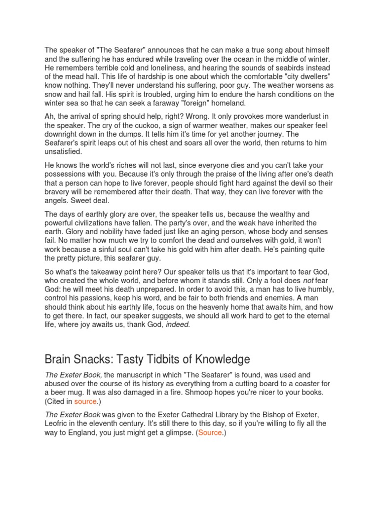 Brain Snacks: Tasty Tidbits of Knowledge: The Exeter Book, The ...