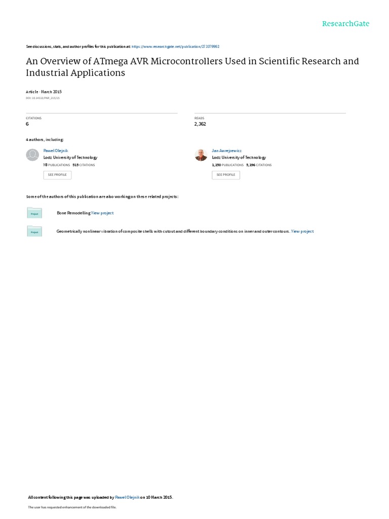AVR Microcontrollers | PDF | Computer Engineering | Electronics