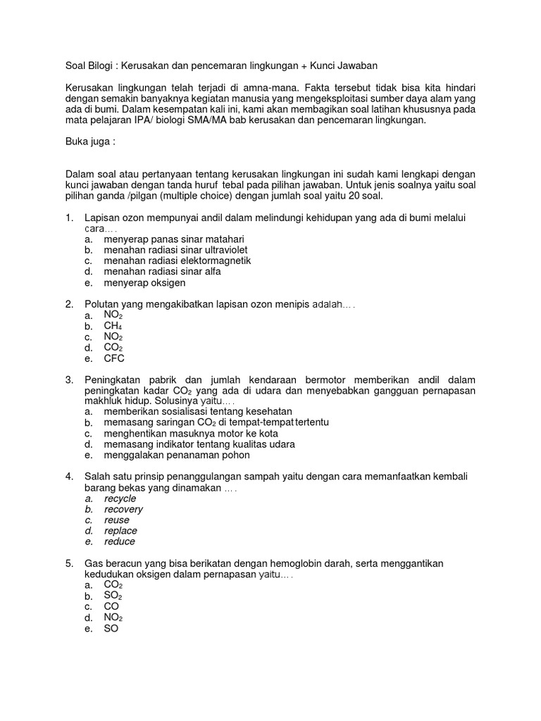 Soal Pencemaran Lingkungan | PDF