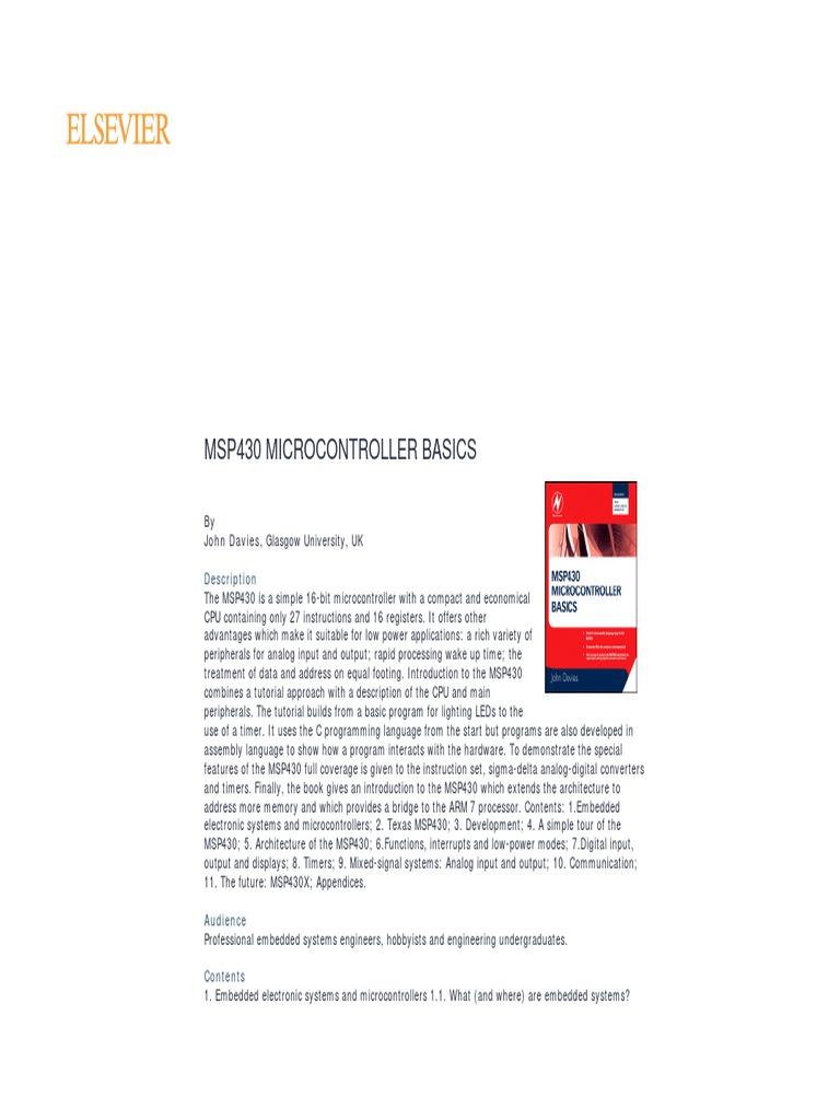 Msp430 Microcontroller Basics: by John Davies, Glasgow University, UK | PDF | Microcontroller ...