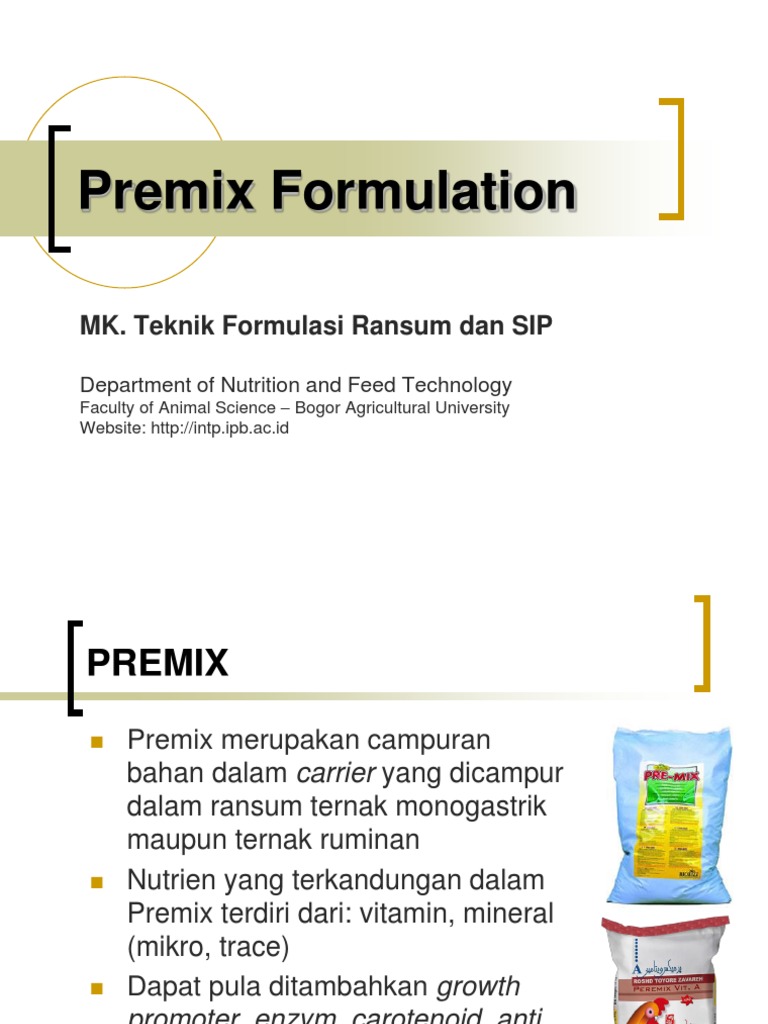 Premix Formulation | PDF