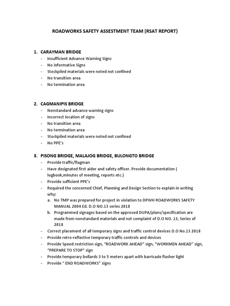 Roadworks Safety Assestment Team | PDF