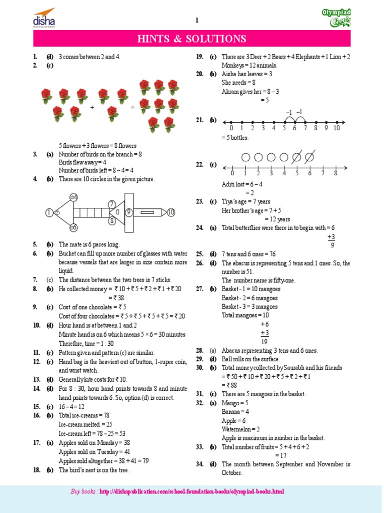 Mock Test Math Class - 1 (Sol.) | PDF | Nature
