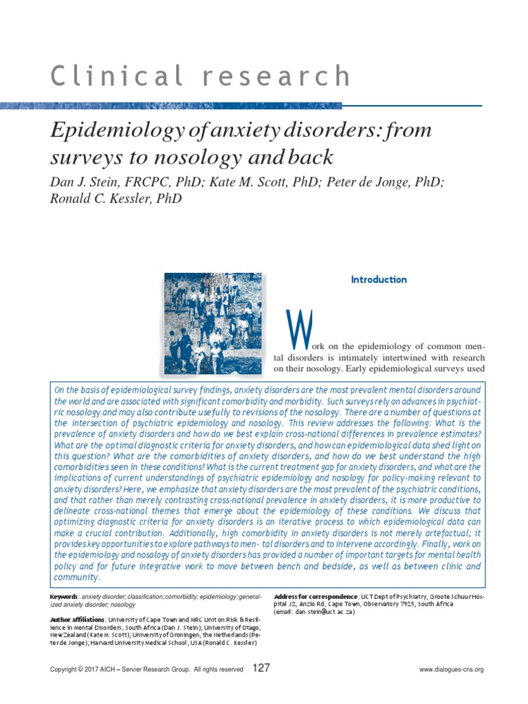Clinical Research: Epidemiology of Anxiety Disorders: From Surveys To ...