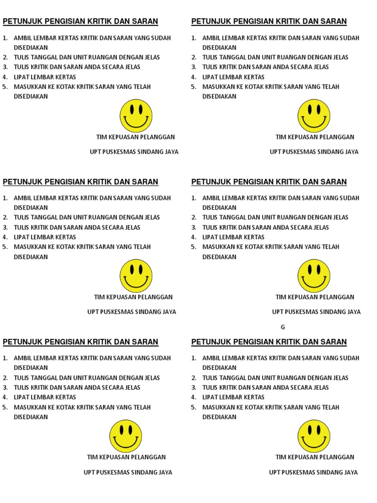 Petunjuk Pengisian Kritik Dan Saran | PDF