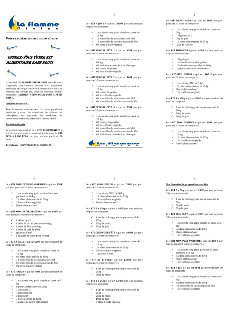 Depliants Kit Alimentaire PDF | PDF | Pâtes | Cuisine