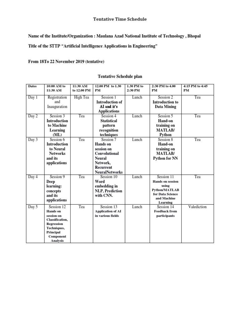 Sample of Time Schedule | PDF | Futurology | Artificial Intelligence
