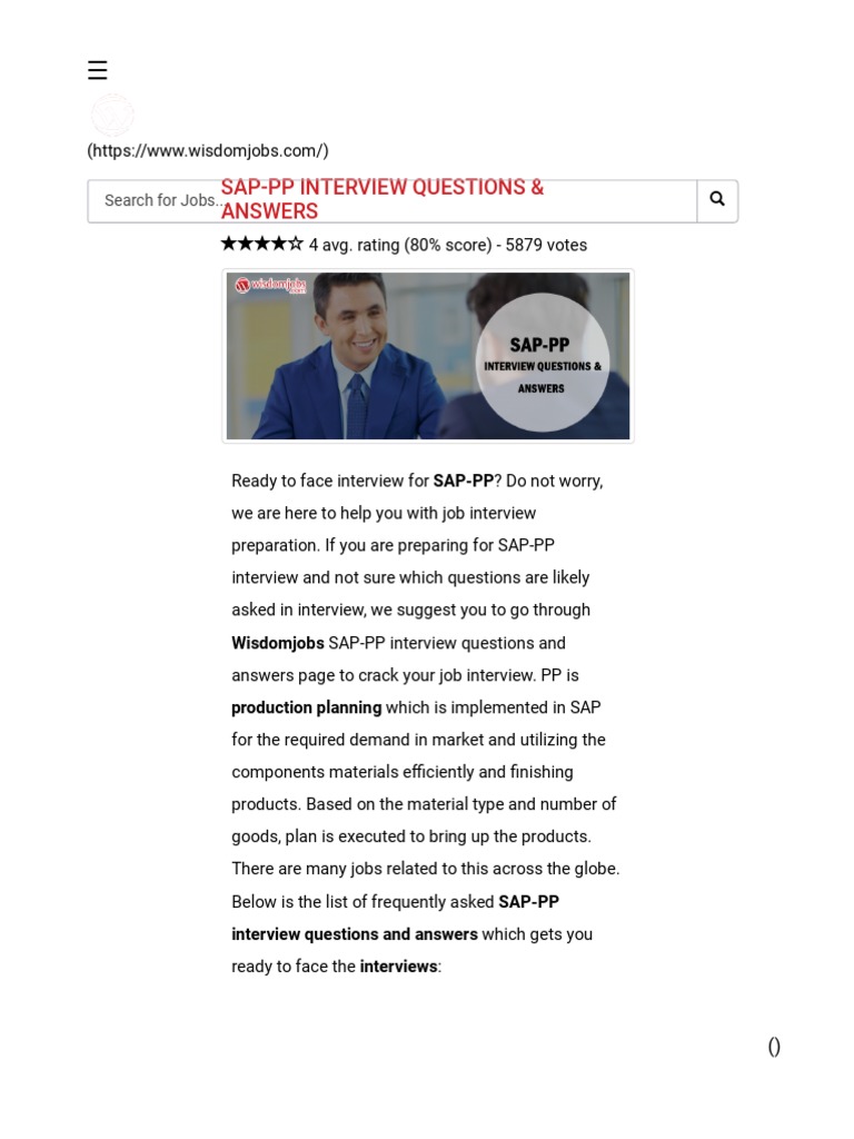 Sap Pp Interview Questions Wisdom Jobs India Pdf Service Level Agreement Industries