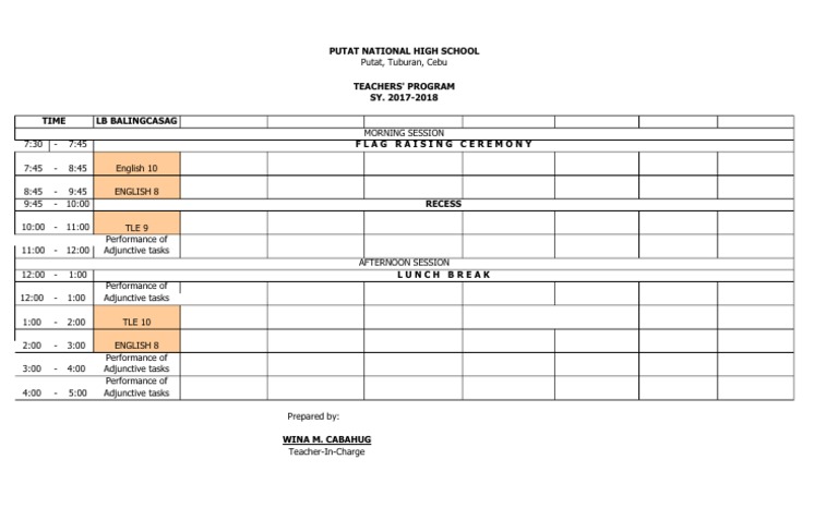 Teachers' Load Program | PDF