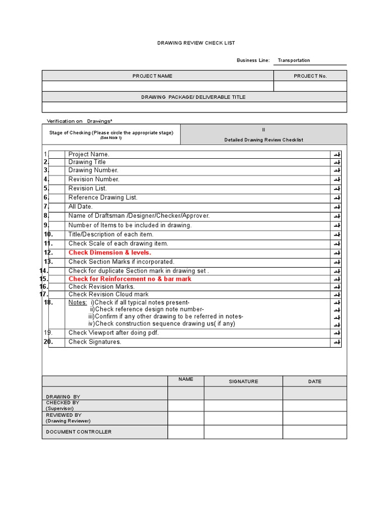 Drawing Review Check List | PDF | Computing