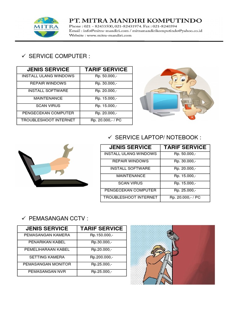 Pricelist Service Komputer Dan CCTV | PDF | Computers