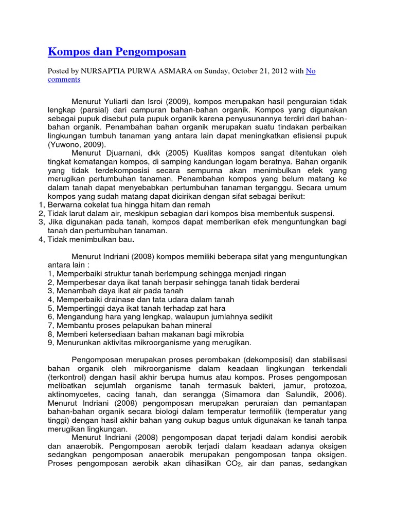 Kompos Dan Pengomposan | PDF | Kesehatan Holistik | Teknologi & Rekayasa