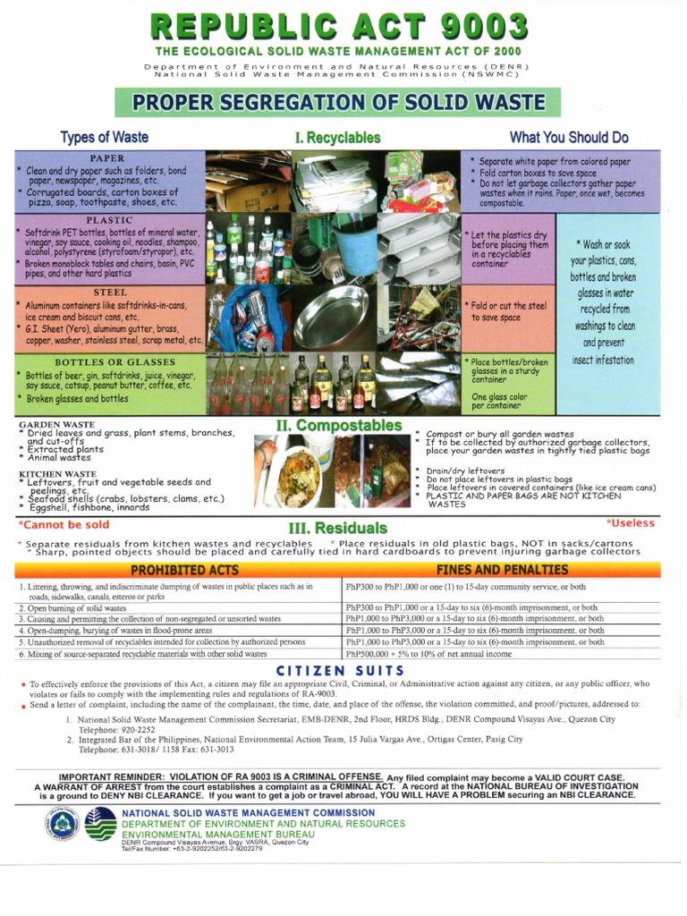 Proper Segregation of Solid Waste RA 9003 | PDF