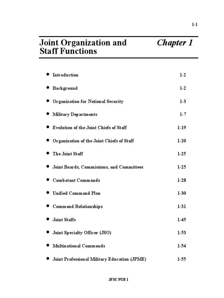 Joint Organization and Staff Functions: JFSC Pub 1 | PDF | United ...