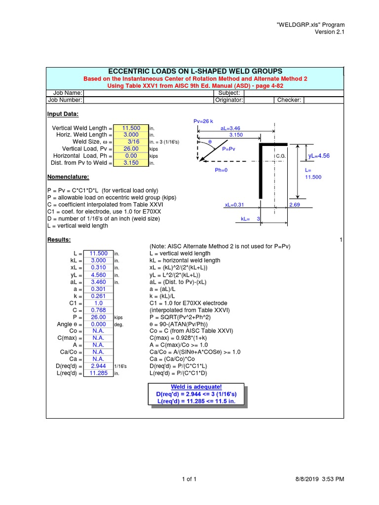 Eccentric Loads On L-Shaped Weld Groups | Download Free PDF | Electric Heating | Welding