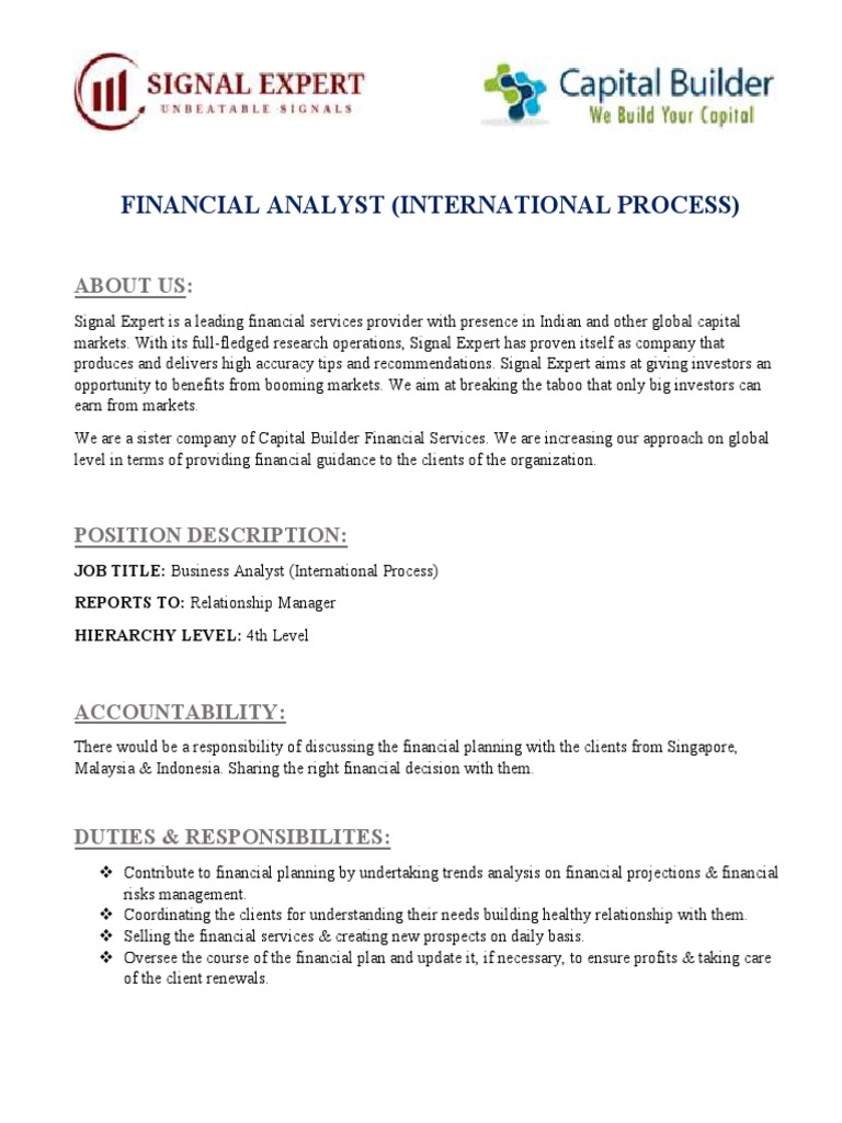 International Financial Analyst Position | PDF | Financial Analyst | Expert