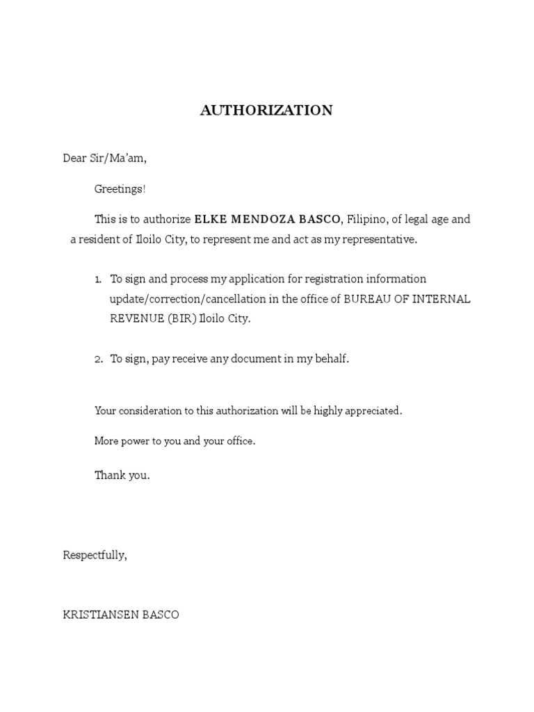 Authorization Maam Sam | PDF