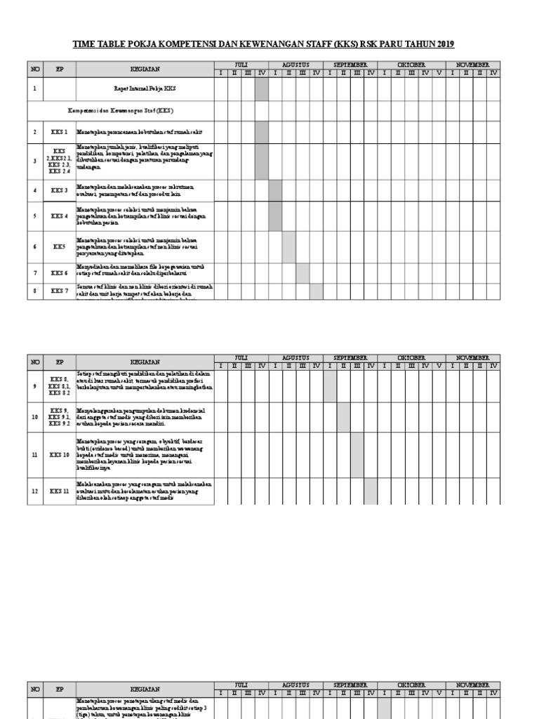 Timetable Pokja TKRS | PDF