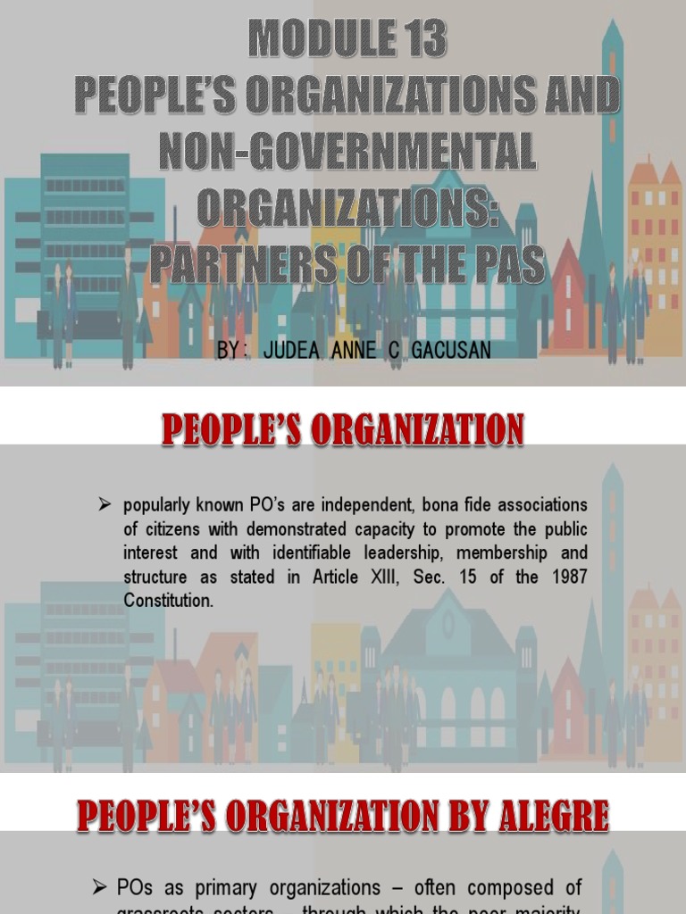 Module 13 People's Organizations and Non Governmental Organizations ...
