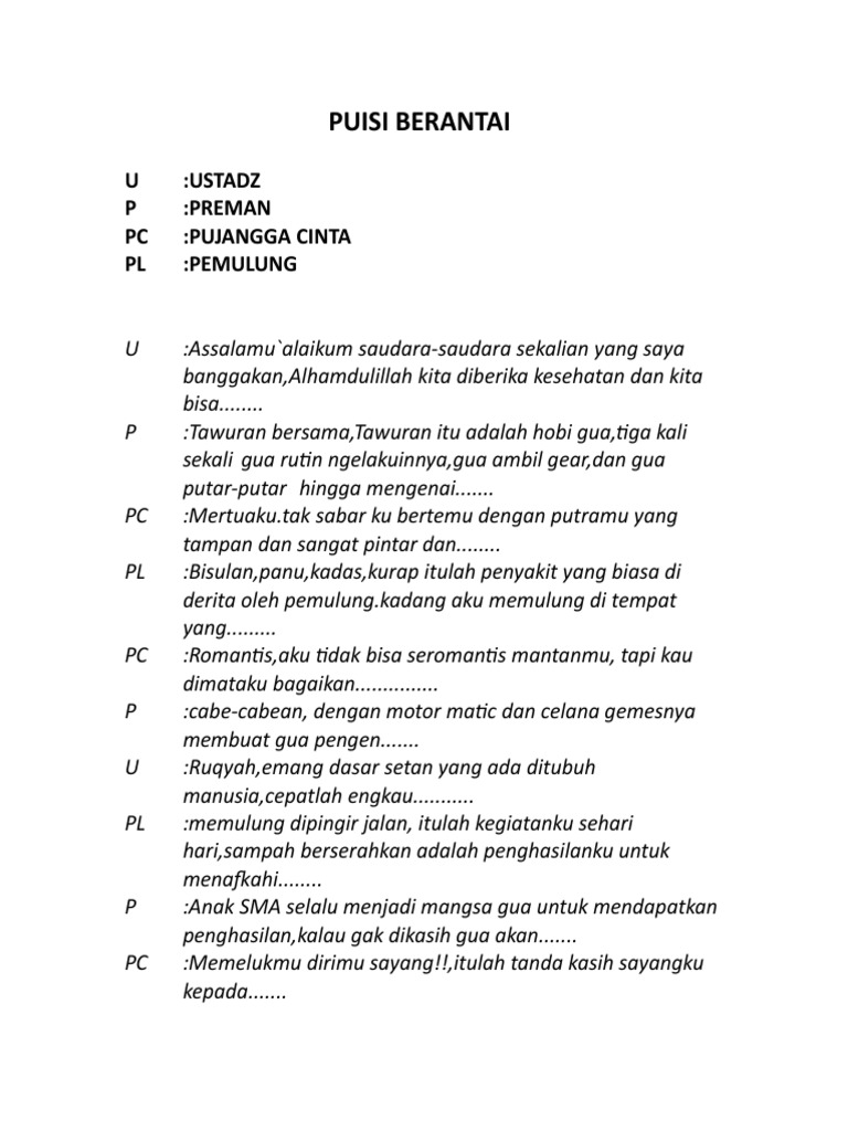 Puisi Berantai: Humor dan Kehidupan | PDF