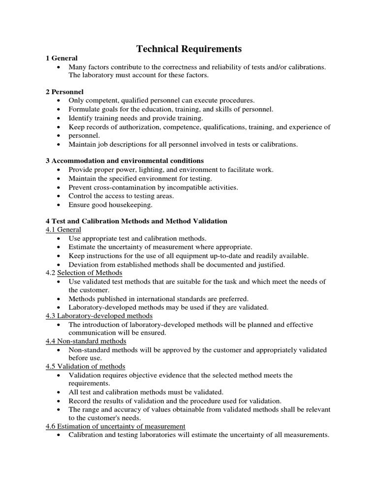 Technical Requirements | PDF | Calibration | Verification And Validation