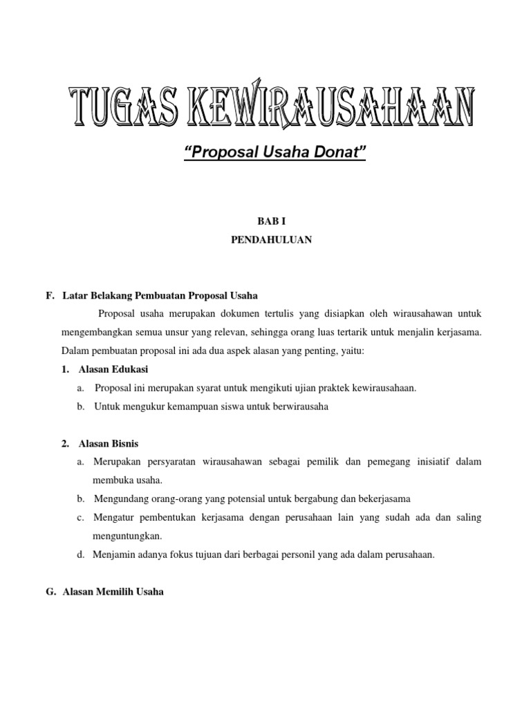 Proposal Usaha Donat | PDF | Karier & Perkembangan | Bisnis