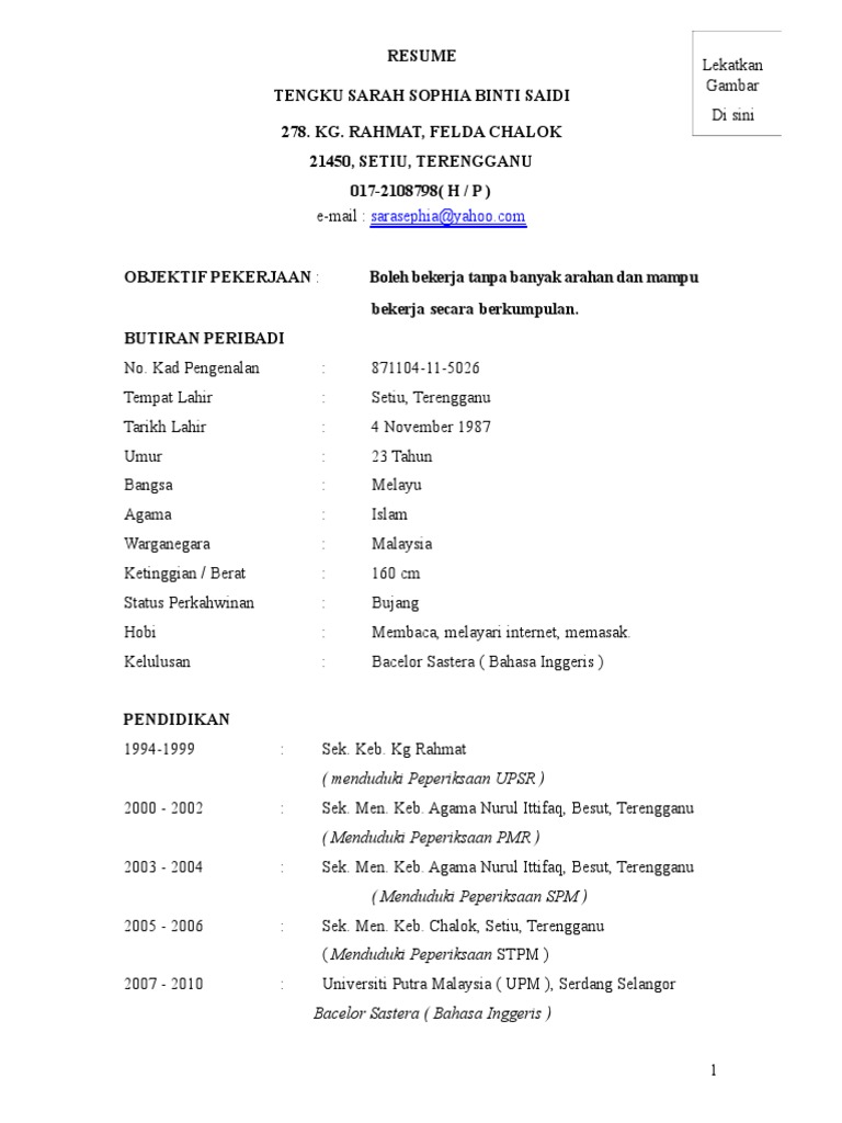 Contoh Resume Terbaik 1 | PDF