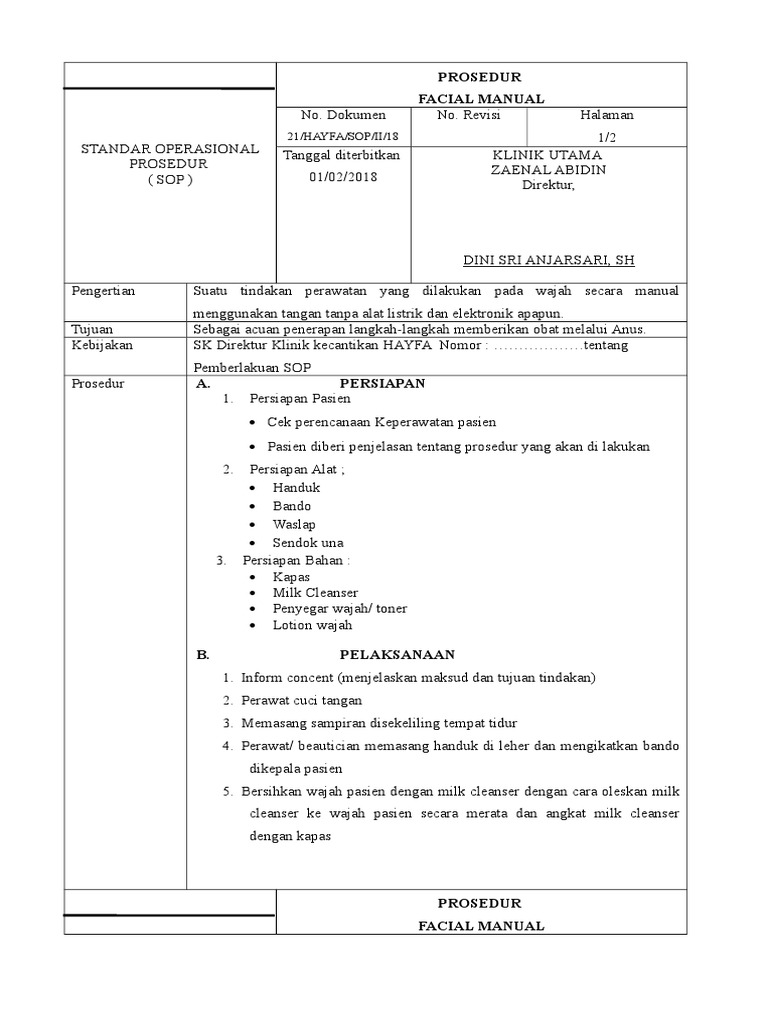 SOP Facial Manual | PDF
