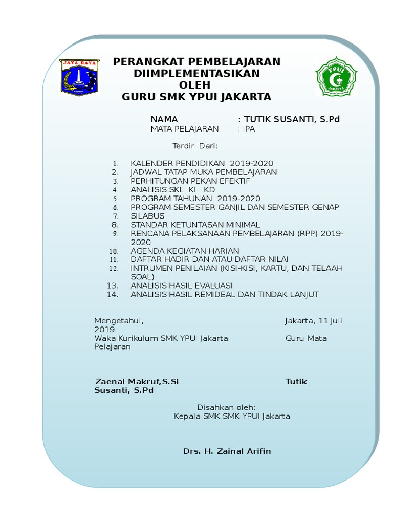 Cover Perangkat Mengajar Ipa 2019-2020 | PDF