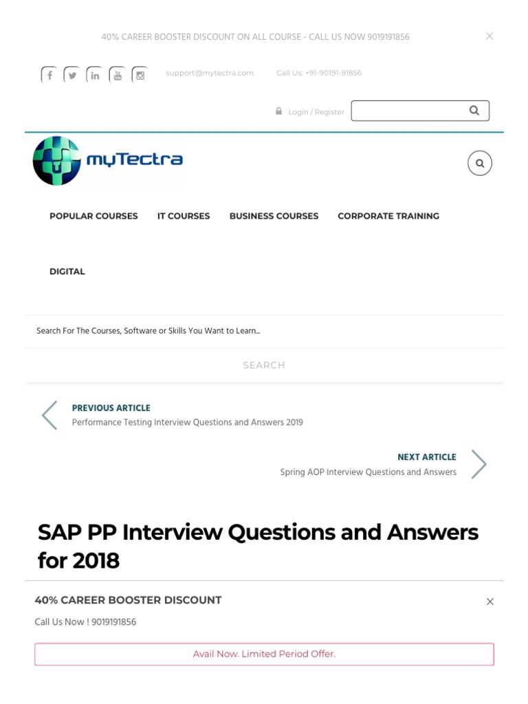 Sap Pp 30 Interview Questions And Answers For 2018 Pdf Computing Business