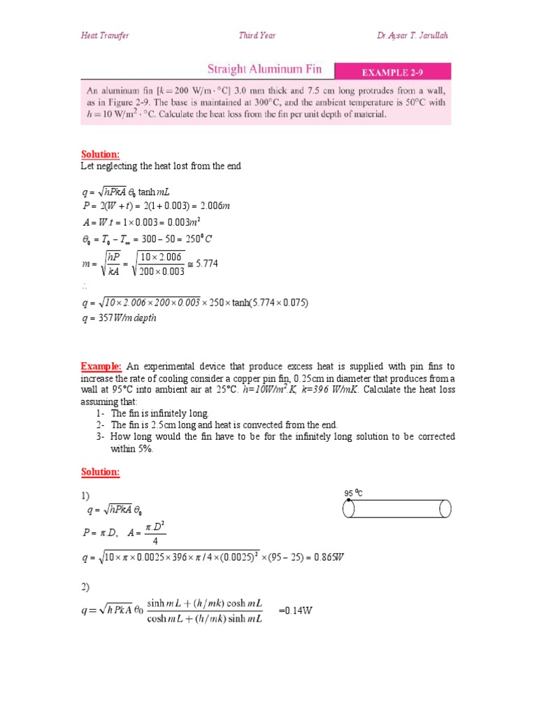 Heat Transfer Fin Efficiency and Effectiveness | PDF | Heat Transfer | Heat