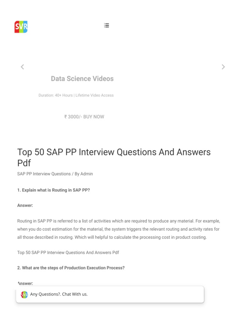 SAP PP 50 Interview Questions and Answers PDF | PDF | Product Lifecycle ...